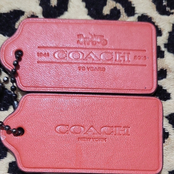 Coach | Accessories | Coach Red Leather Bag Tags | Poshmark